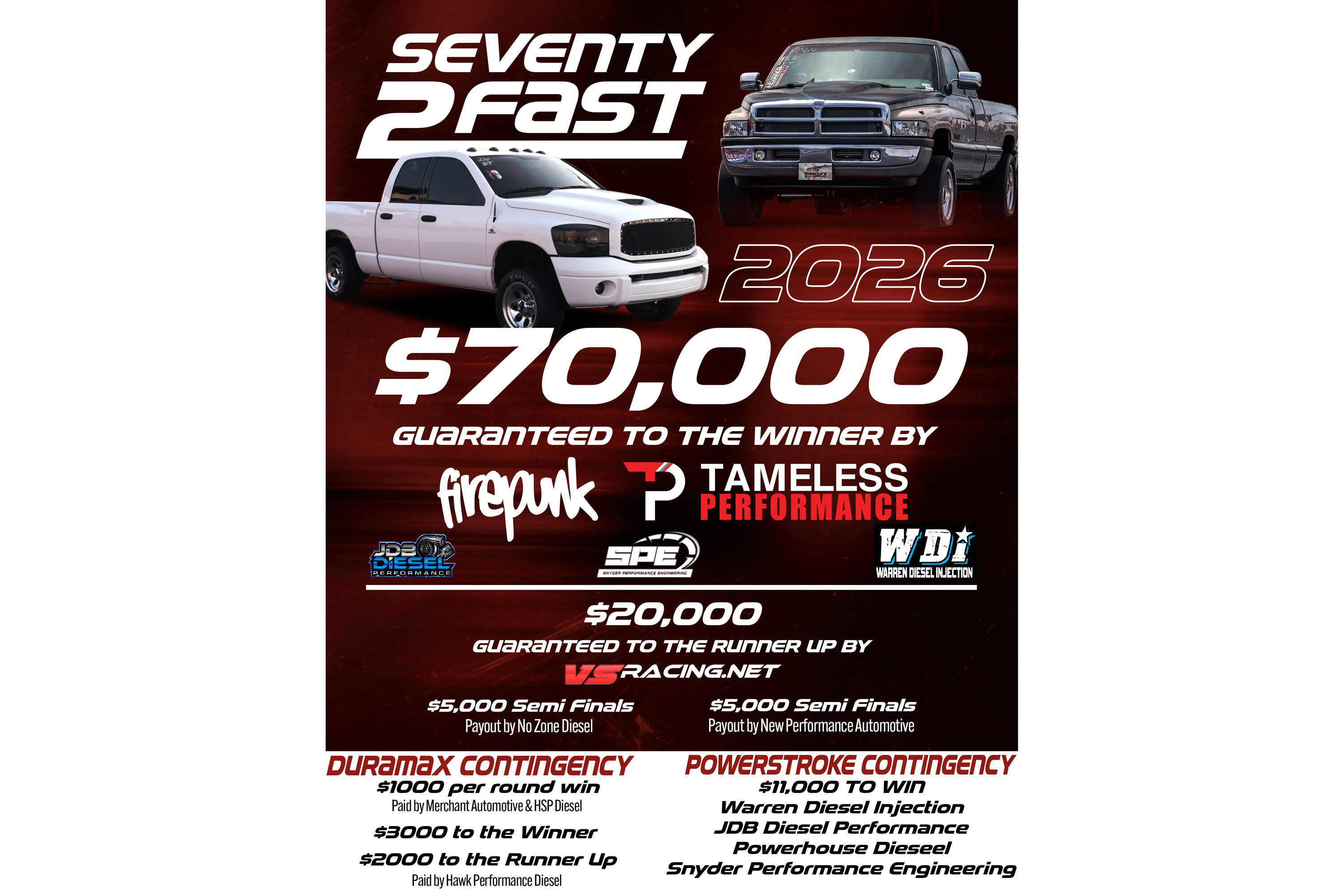 Seventy2Fast | Diesel Drag Class | $100,000 | Sold Out | UCC