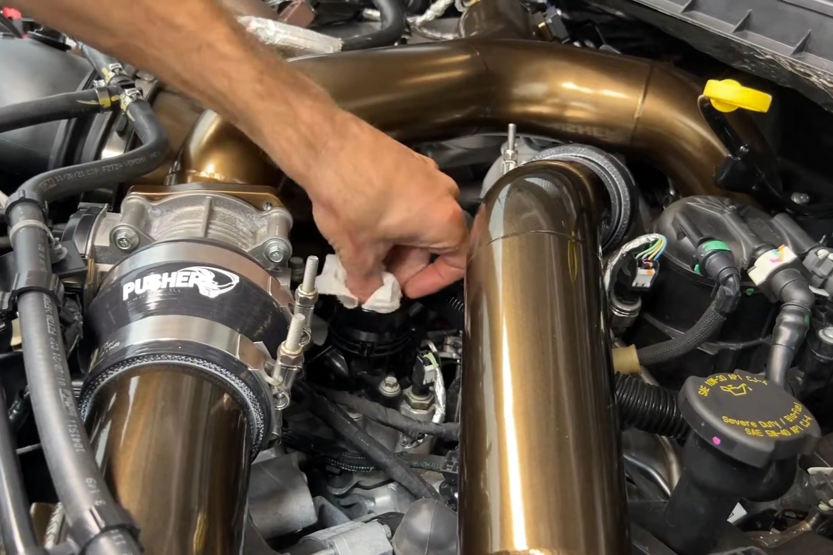 Ford 6.7-liter Power Stroke Pusher HD Upper Coolant Tube Install